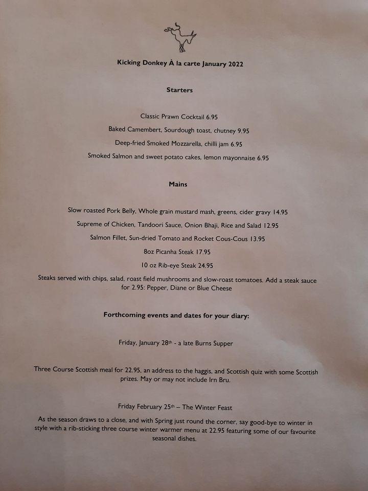 Menu at The Kicking Donkey pub & bar, Ormskirk