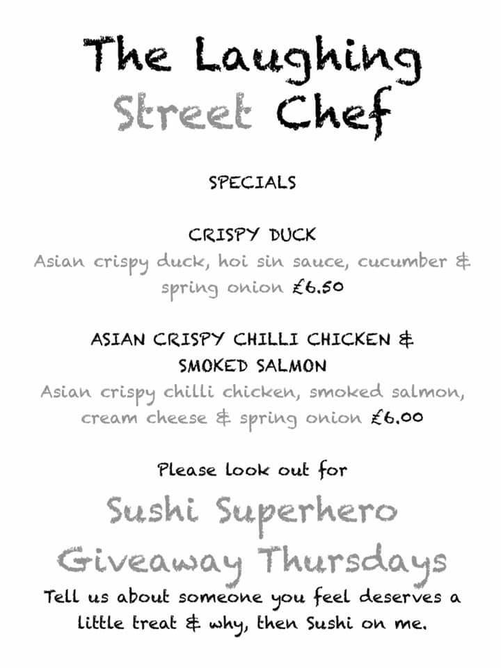 Menu at The Laughing Street Chef restaurant, Lymington