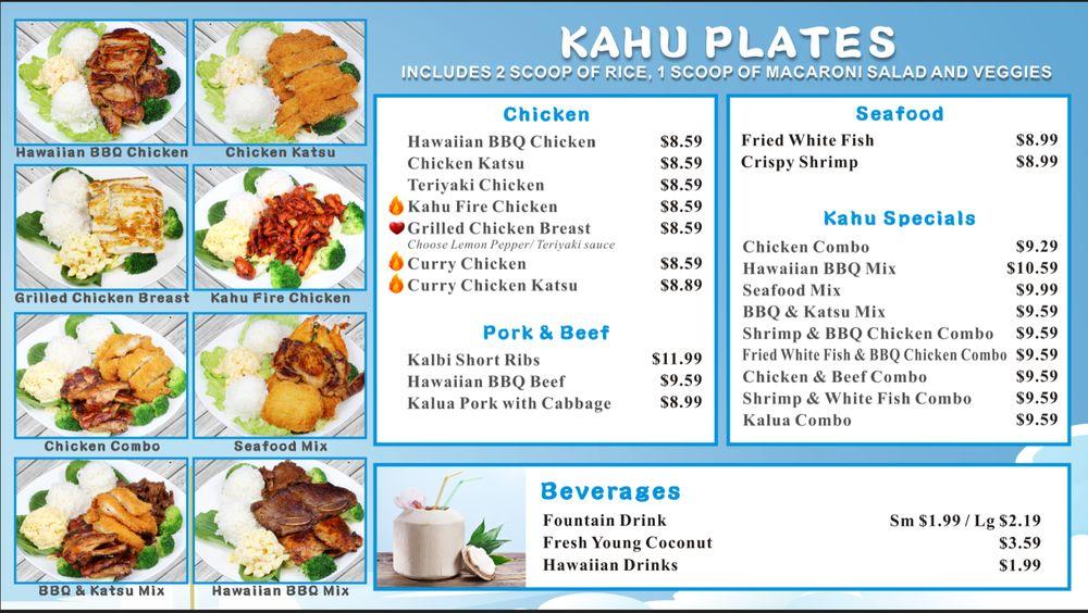 Menu at Kahu Hawaiian BBQ, Phoenix