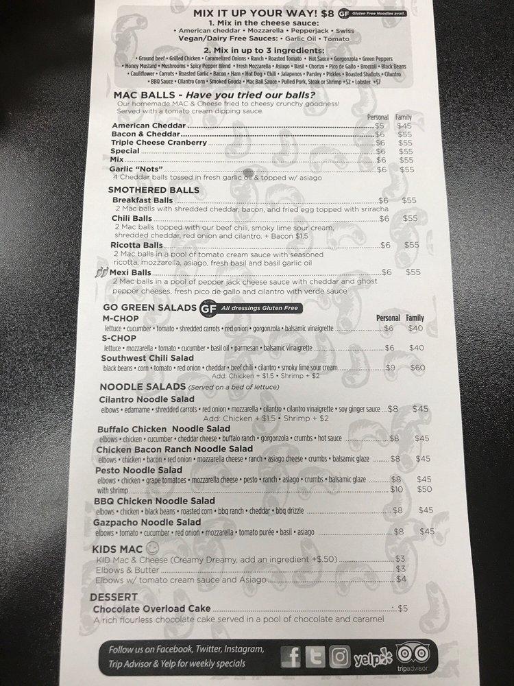 Menu at MIX N MAC - Mac & Cheese restaurant, Middletown