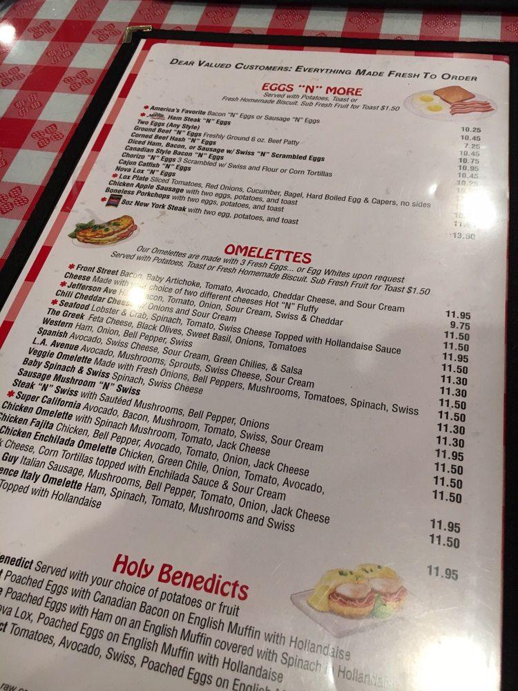 Menu at Mo's Egg House restaurant, Temecula