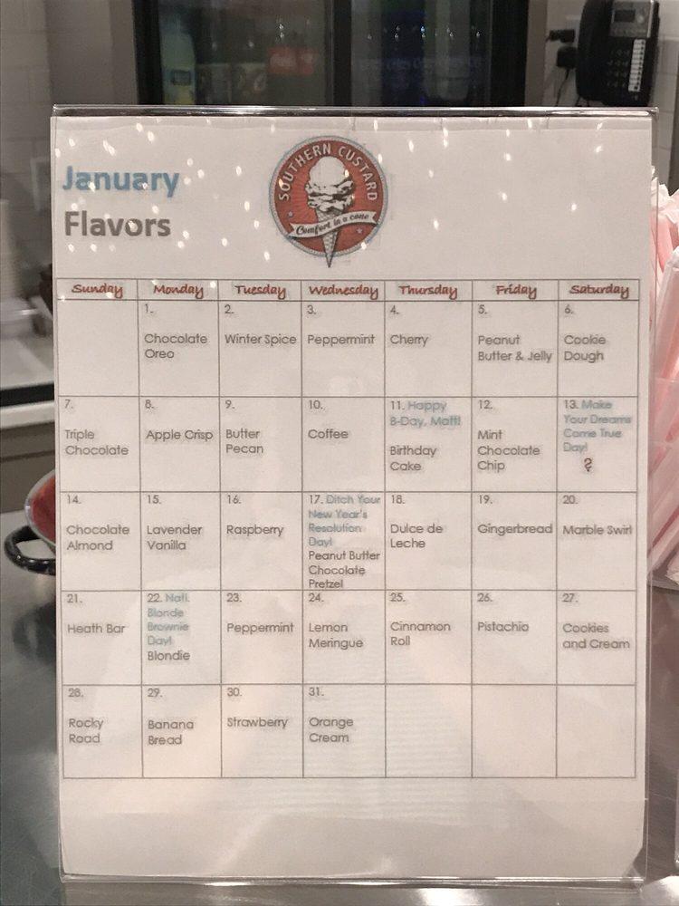 Menu at Southern Custard desserts, Brookhaven