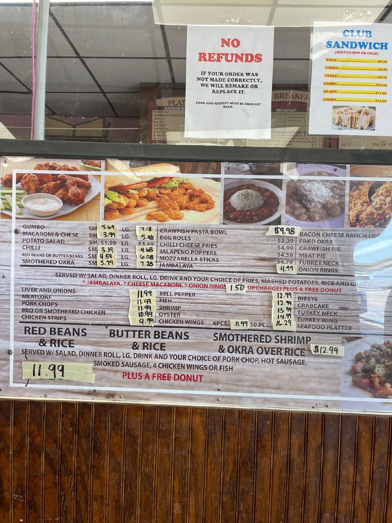 Menu at Tastee Donuts restaurant, Kenner, Loyola Dr # 2