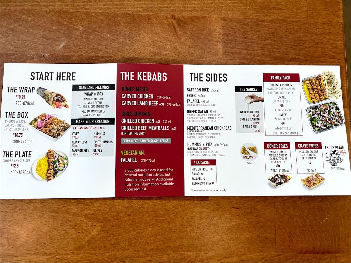 Menu at The Kebab Shop restaurant, Austin, Barbara Jordan Blvd #200