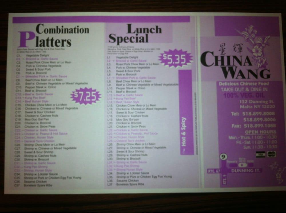 Menu at China Wang Inc restaurant, Malta