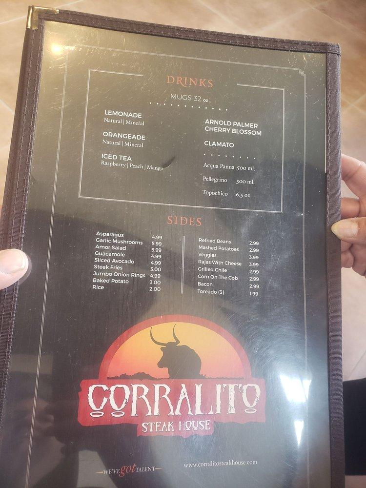 Menu at Corralito Steak House Lubbock steakhouse, Lubbock