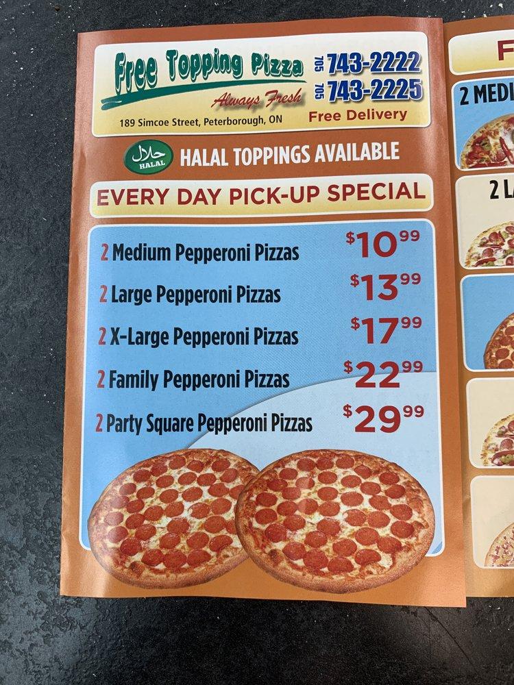 Menu at Free Topping Pizza pizzeria, Peterborough, 189 Simcoe St