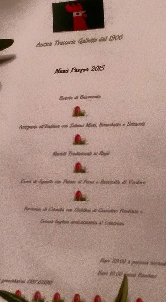 Menu da Galletto ristorante, Sarzana
