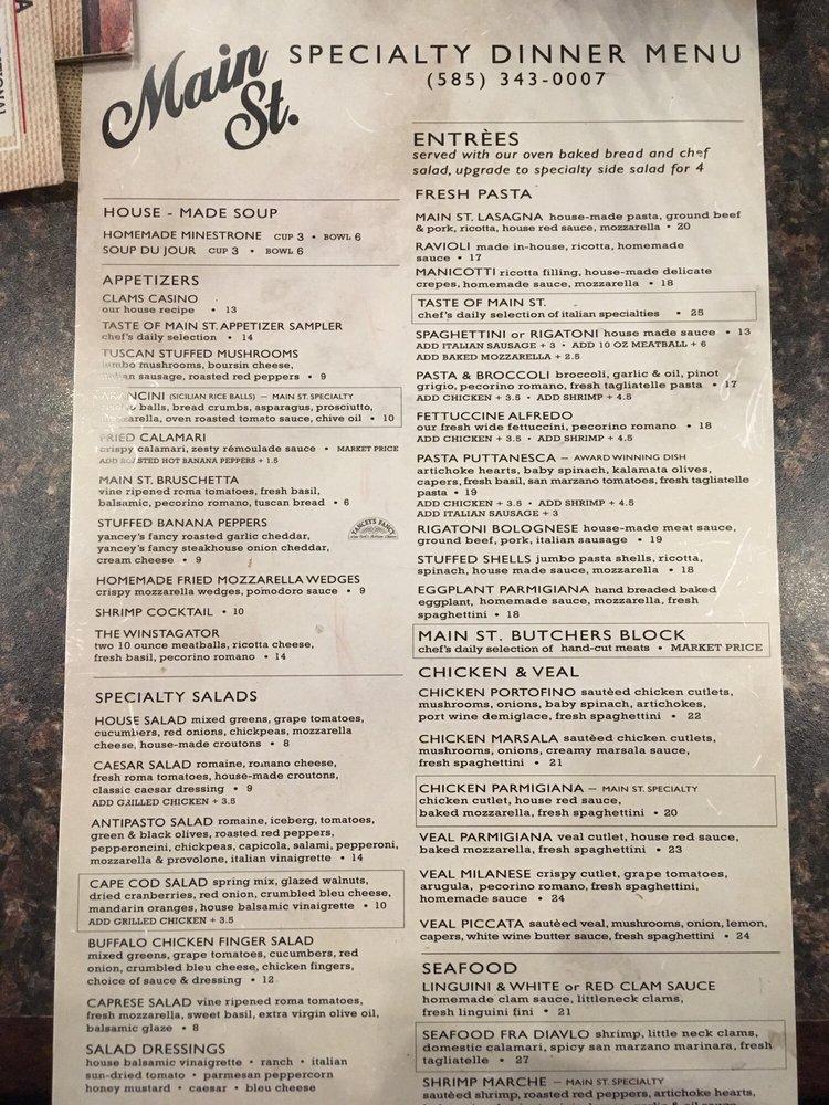Menu at Main Street Pizza Company pizzeria, Batavia