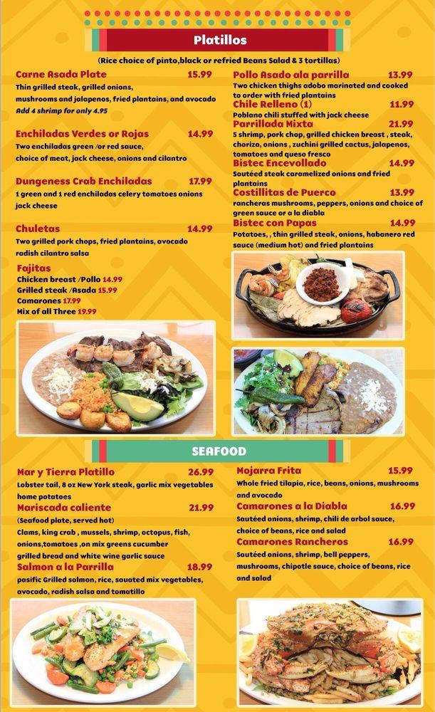 Menu at Mi Casa Café restaurant, San Rafael