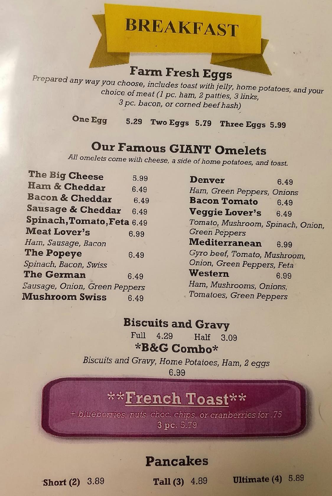 Menu at Affton Diner restaurant, Affton, Gravois Rd