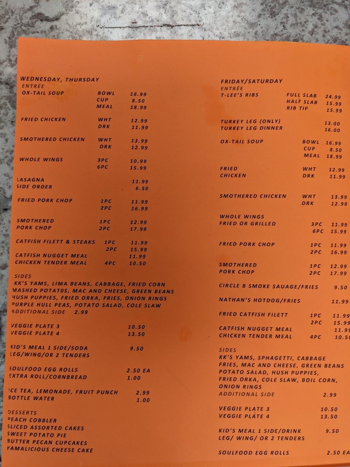 Menu at BONES & YAMS restaurant, Memphis, Winchester Rd Suite 105
