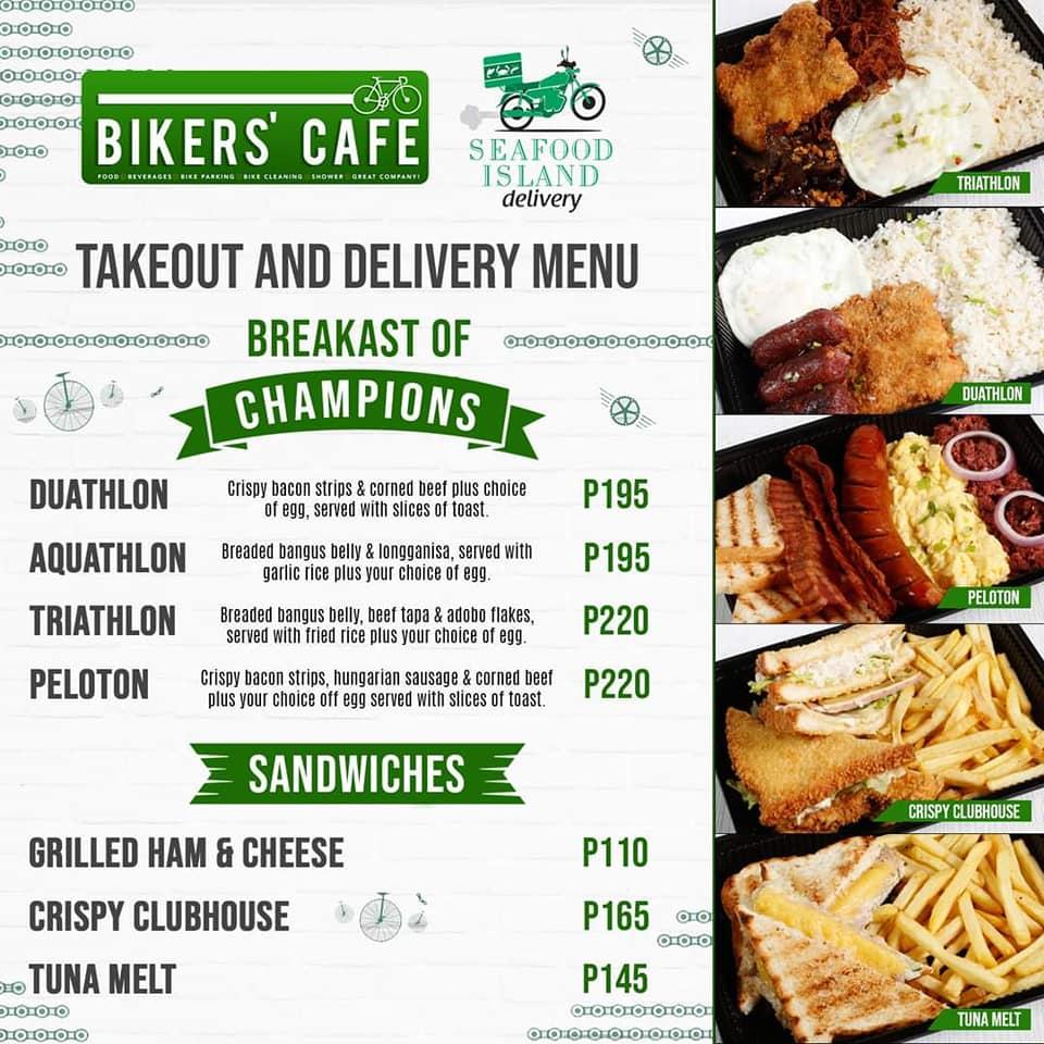 Menu at Bikers' Cafe, Pasay