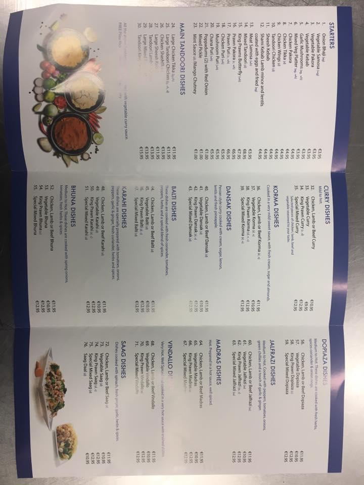 Menu at Ocean restaurant, Mallow
