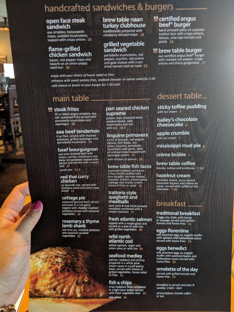 Menu at Brew Table pub & bar, Ottawa