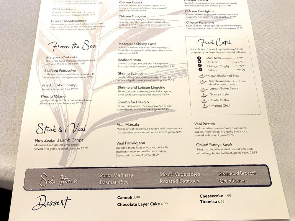 Menu at The Olive Tree restaurant, Glen Burnie