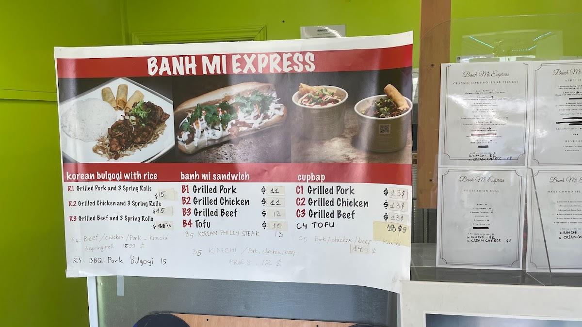 Menu at Banh Mi Express restaurant, London