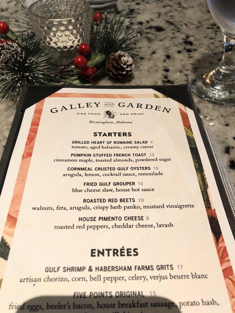 Menu at Galley & Garden restaurant, Birmingham