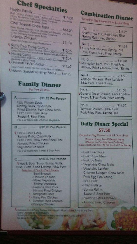 Carta de Ho Ho Chinese Restaurant, Veneta