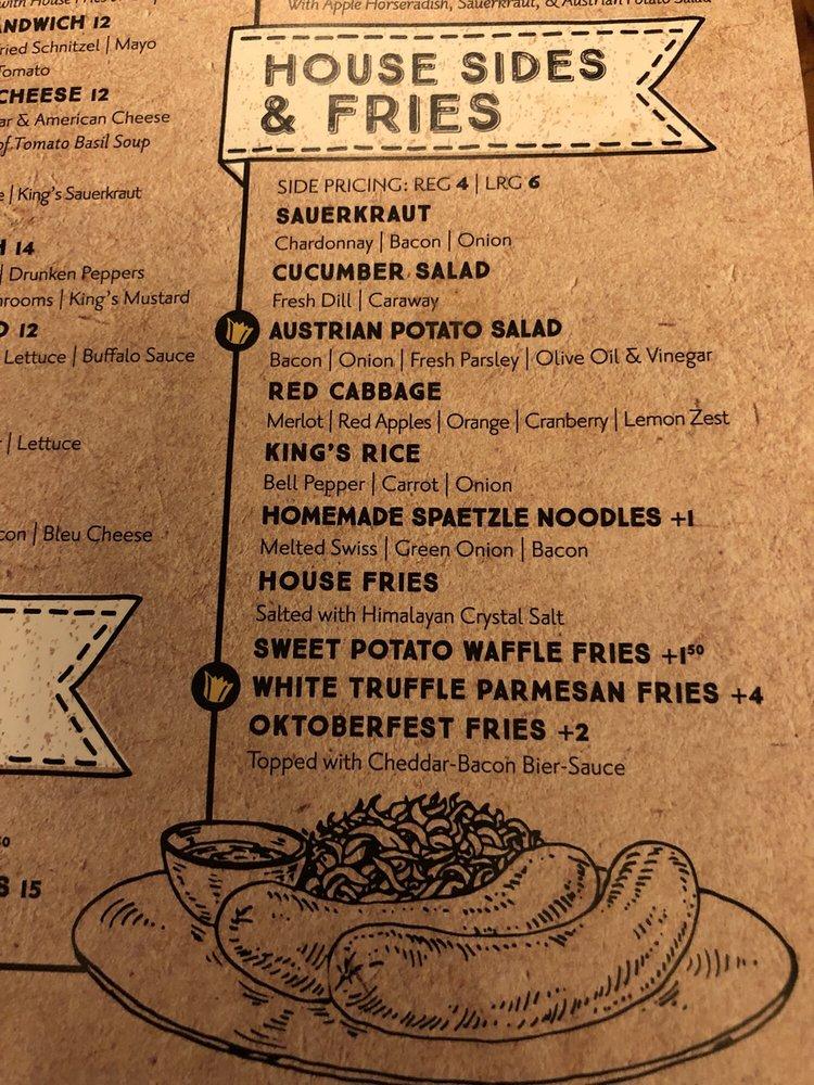 Menu at King's BierHaus pub & bar, Houston, E T C Jester Blvd