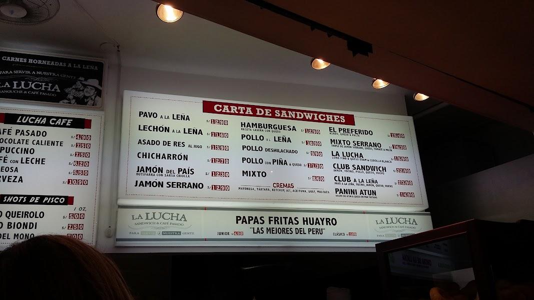 Carta del restaurante La Lucha Sangucheria Criolla, Miraflores ...