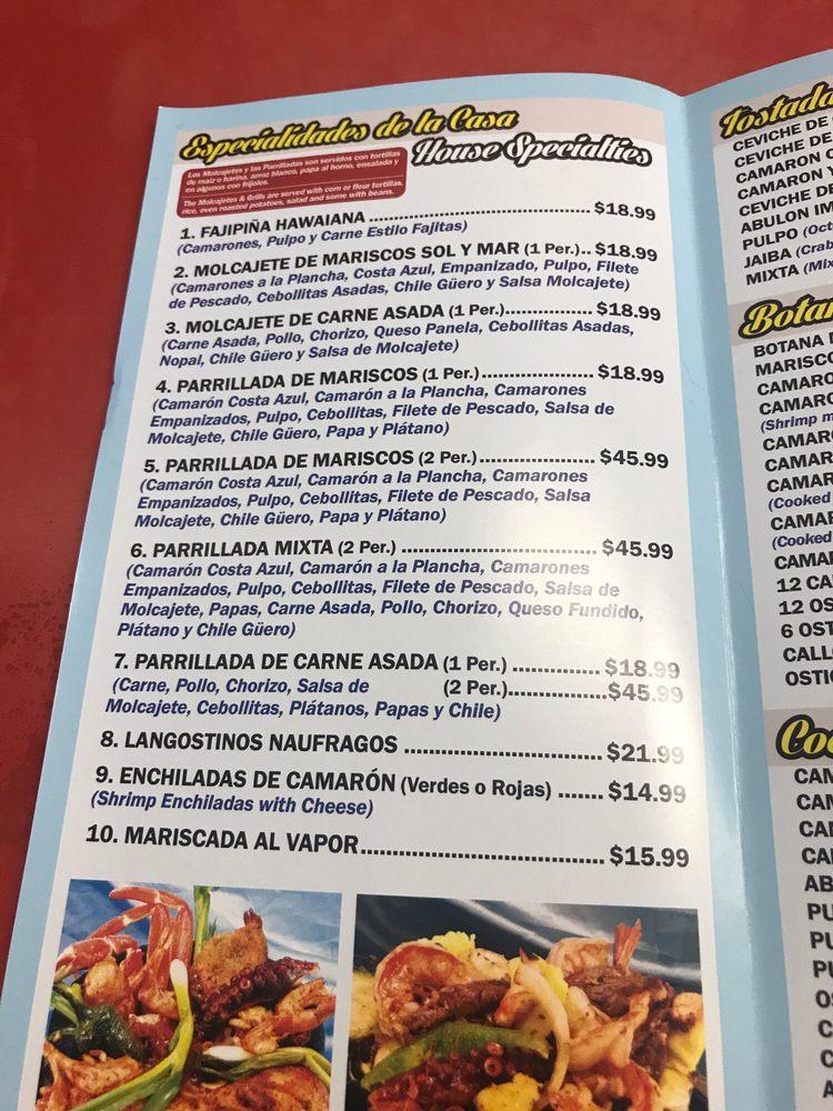 Carta del restaurante Mariscos Sol Y Mar, Whittier