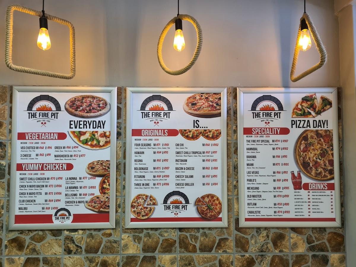 Menu at The Fire Pit Polokwane pizzeria, Polokwane