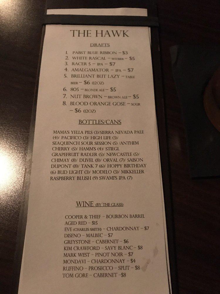 Menu at The Hawk pub & bar, Long Beach