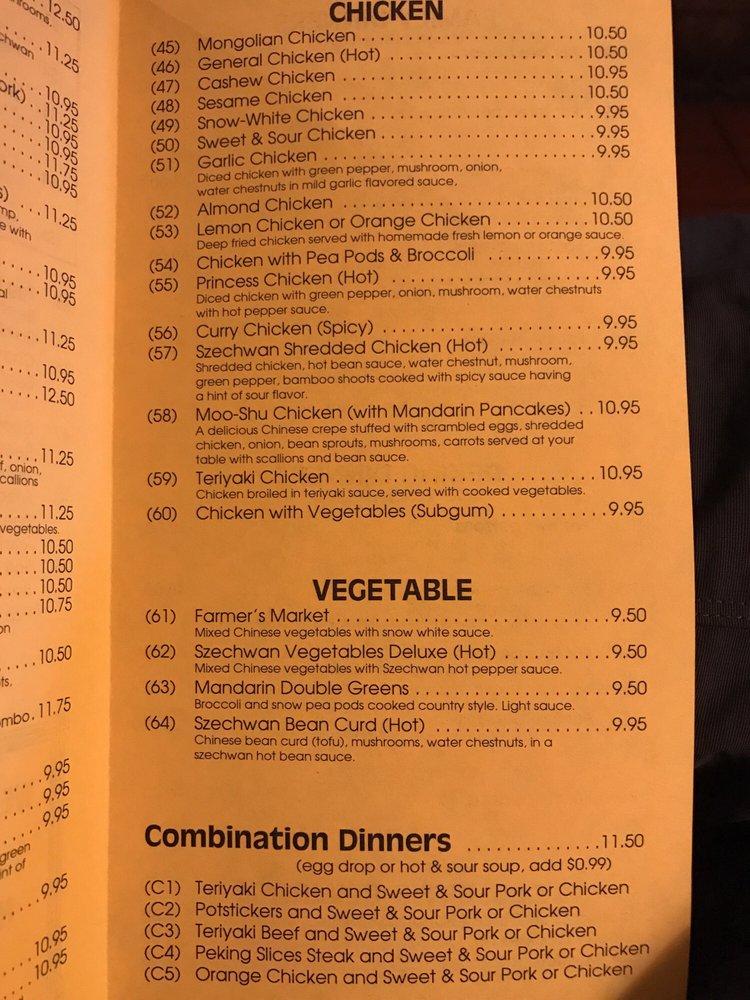 Menu at Peking Chinese Restaurant, Janesville