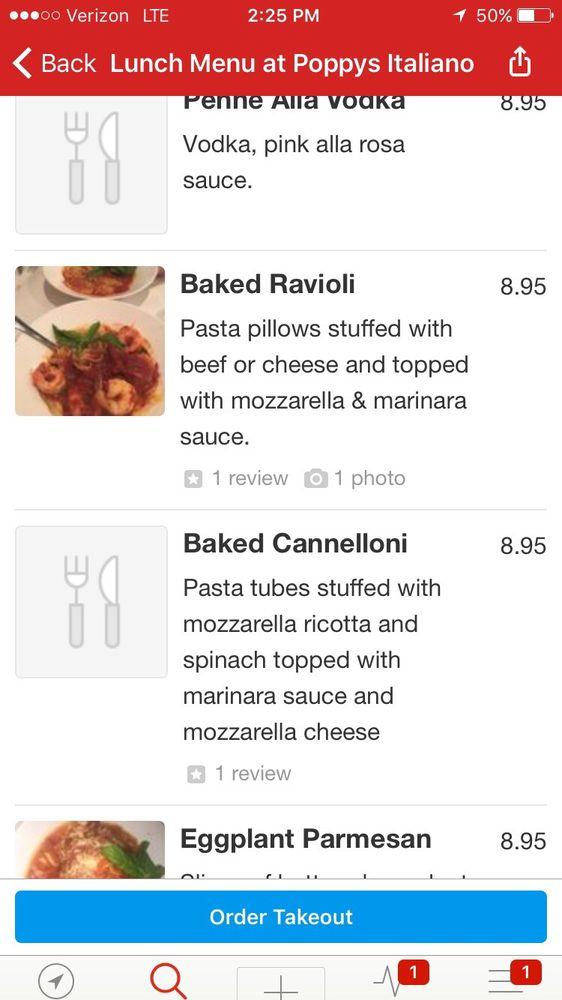 Menu at Poppy's Italiano pizzeria, Ponte Vedra Beach, 832-1 A1A N