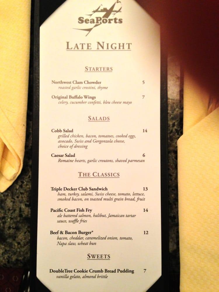 Menu at Seaports restaurant, Seattle