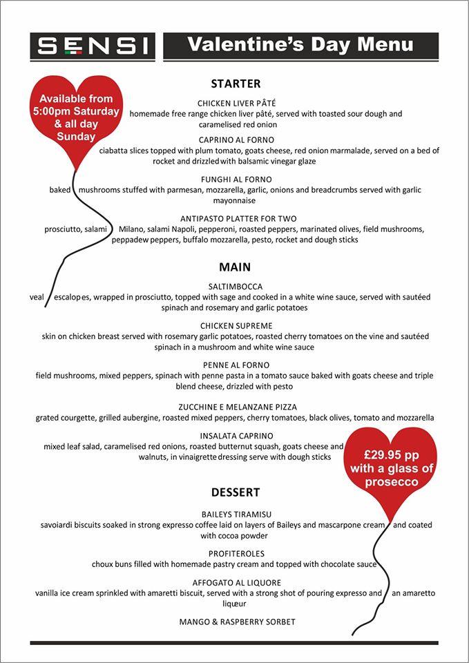 Menu at SENSI Italian Restaurant, Pinner