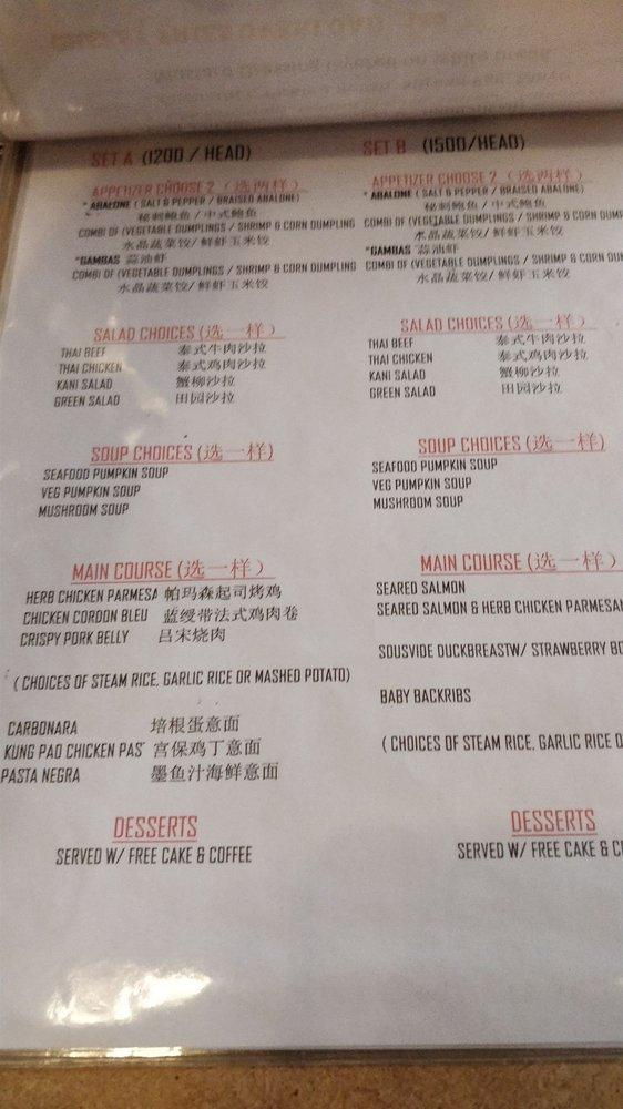 Menu at 1919 Grand Cafe, Manila
