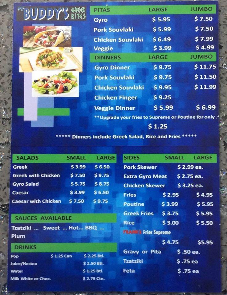 Menu at My Buddy's Greek Bites restaurant, Hamilton