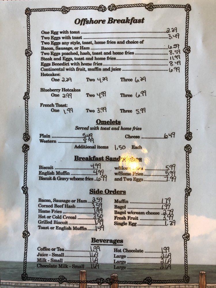 Menu at Offshore Restaurant, Rockport