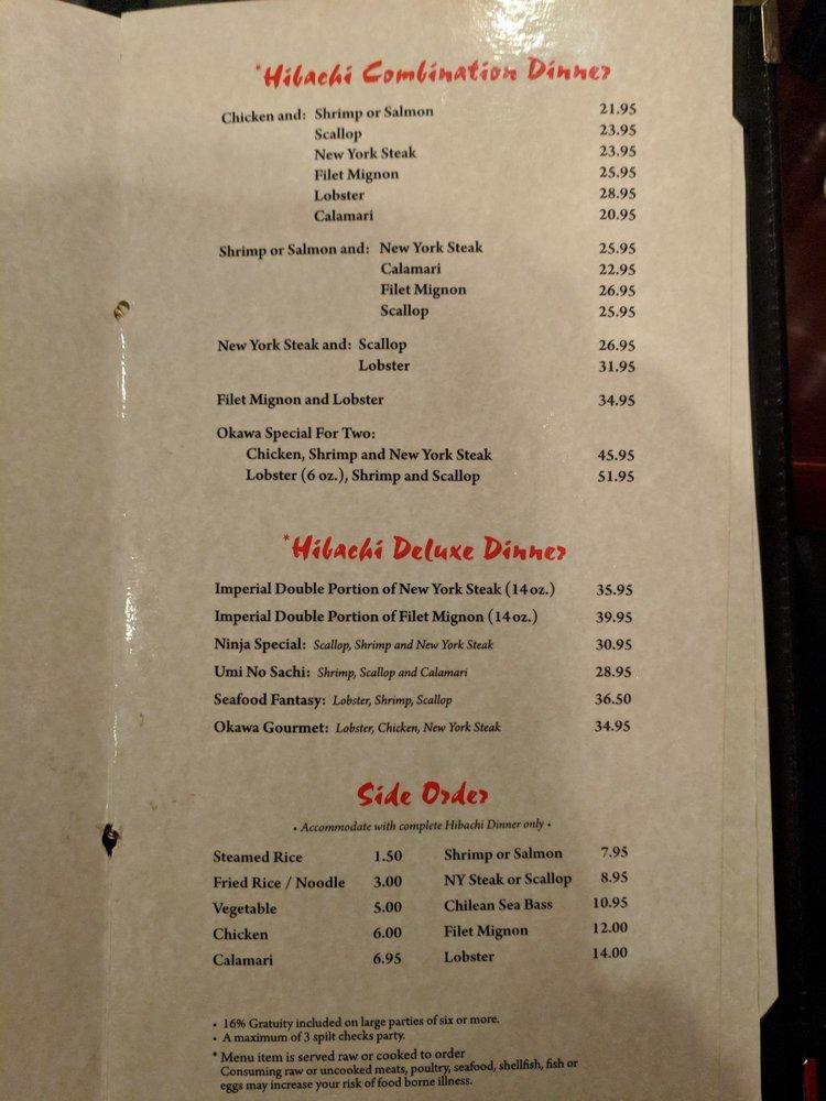 Menu at Okawa Steak House & Sushi restaurant, Bend