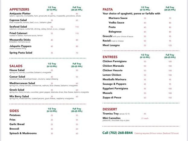 Menu at Romano Mercato Italiano restaurant, Henderson, Via Firenze #110