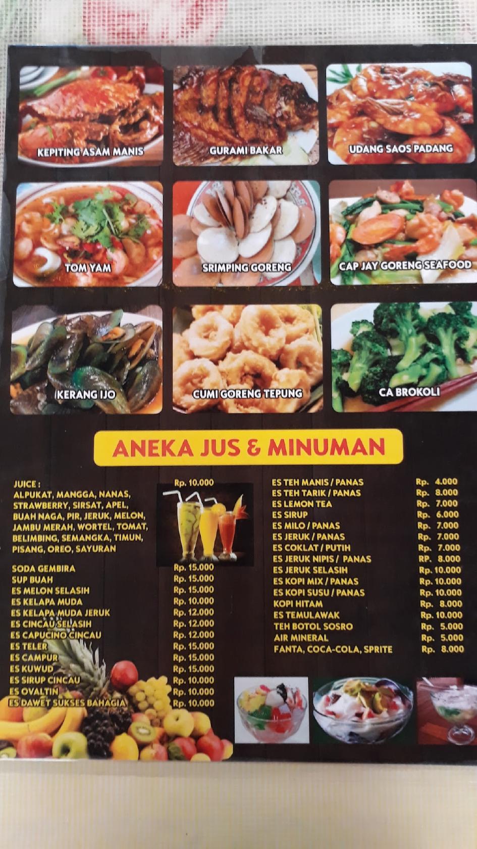 Menu at Seafood & Ikan Bakar "Sukses Bahagia" restaurant, Semarang