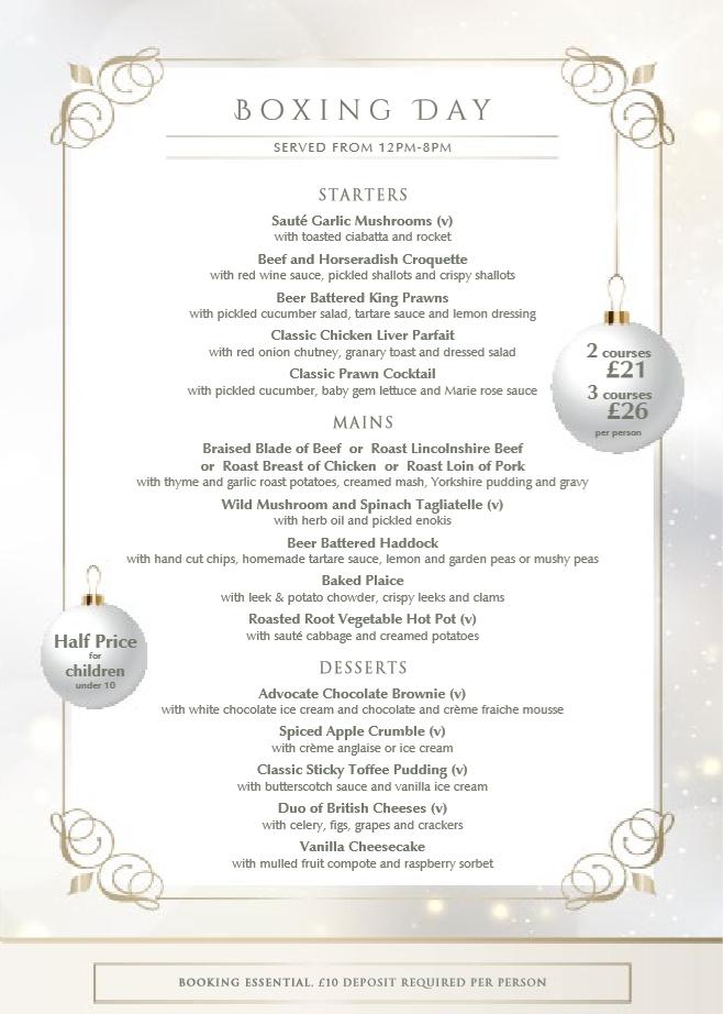 Menu at Advocate Arms Hotel pub & bar, Market Rasen