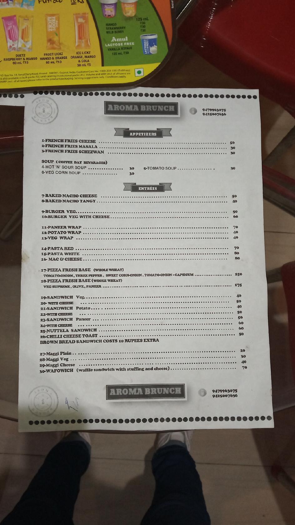 Menu at Aroma Brunch, Bhopal