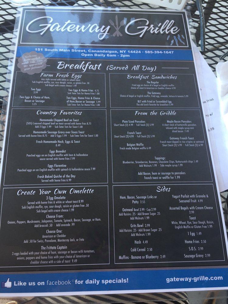 Menu at Gateway Grille restaurant, Canandaigua