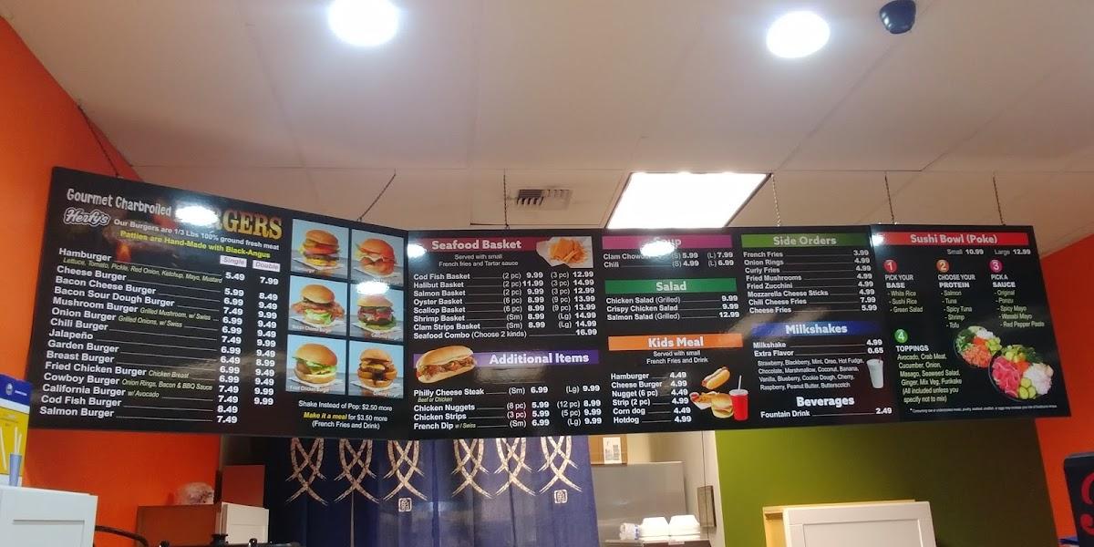 Menu at Herfy’s Burgers restaurant, Olympia