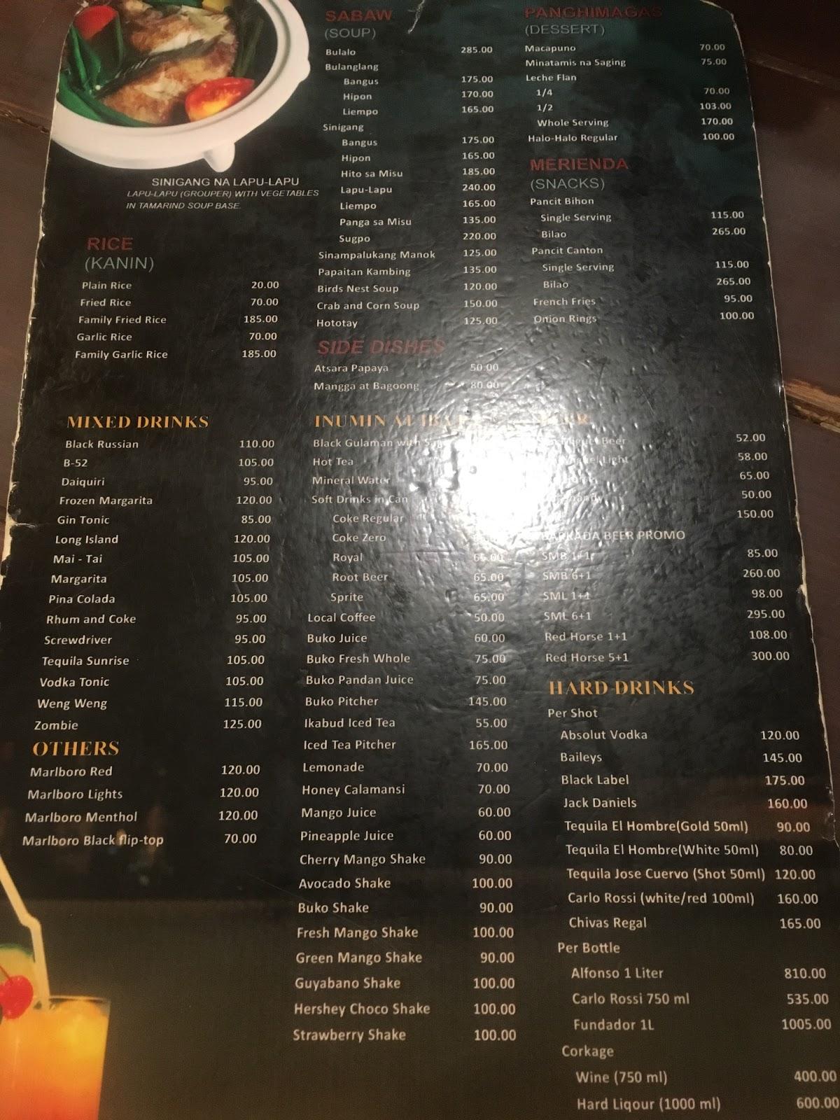 Menu at Ikabud restaurant, Angeles, SM City Clark