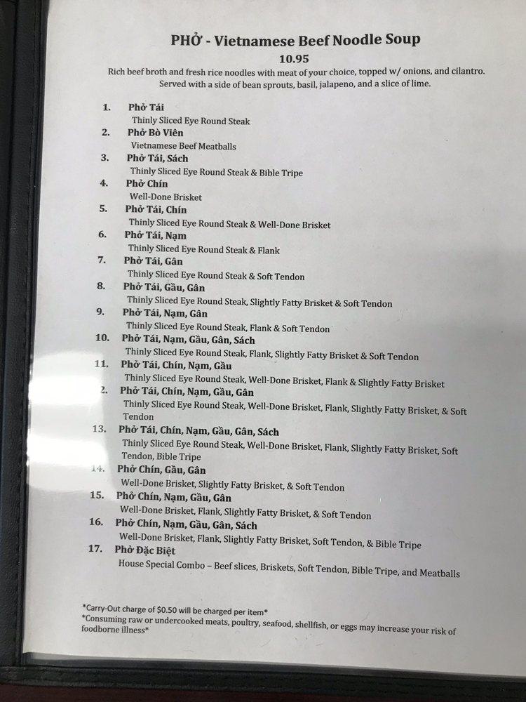 Menu at Pho 24 restaurant, Manassas Park, Centreville Rd