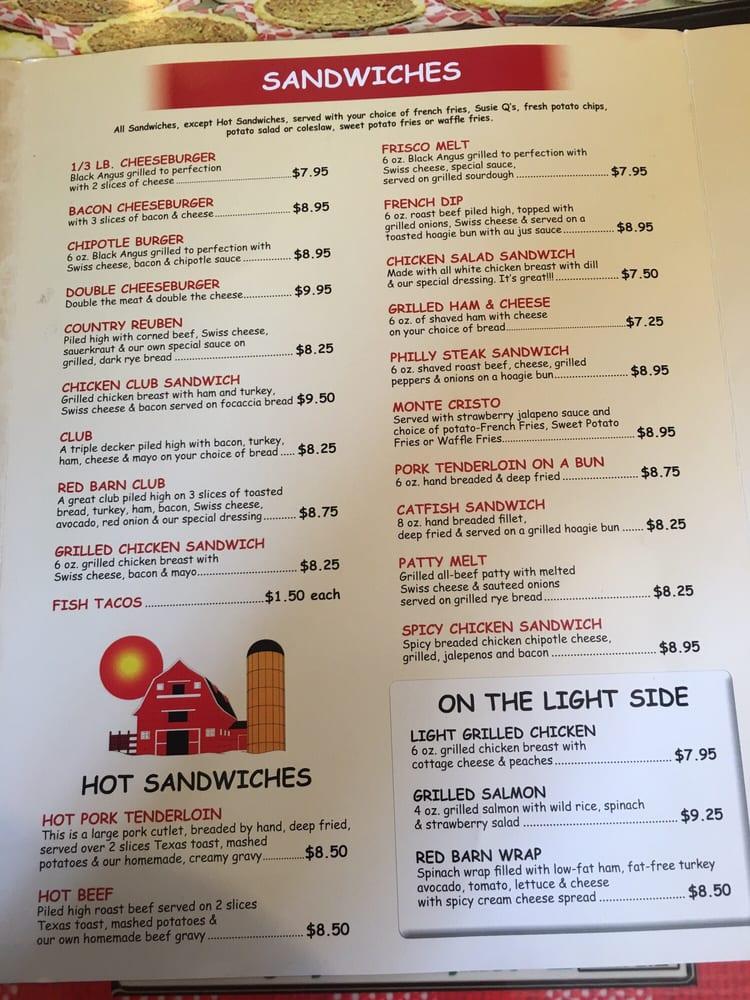 Menu at Red Barn Cafe, Mount Vernon, 107 W Mt Vernon Blvd