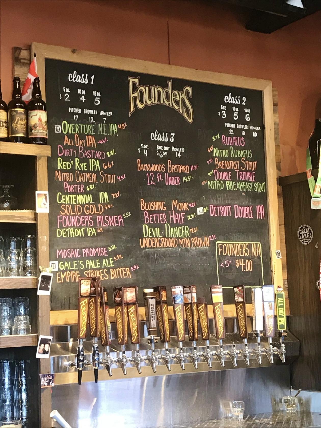 Menu at Founders Brewing Co. Detroit pub & bar, Detroit