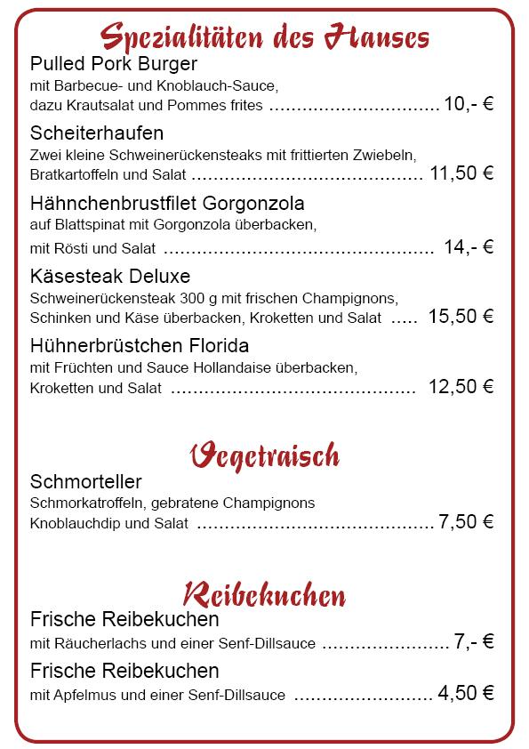 Speisekarte von Im Winkel restaurant, Werl