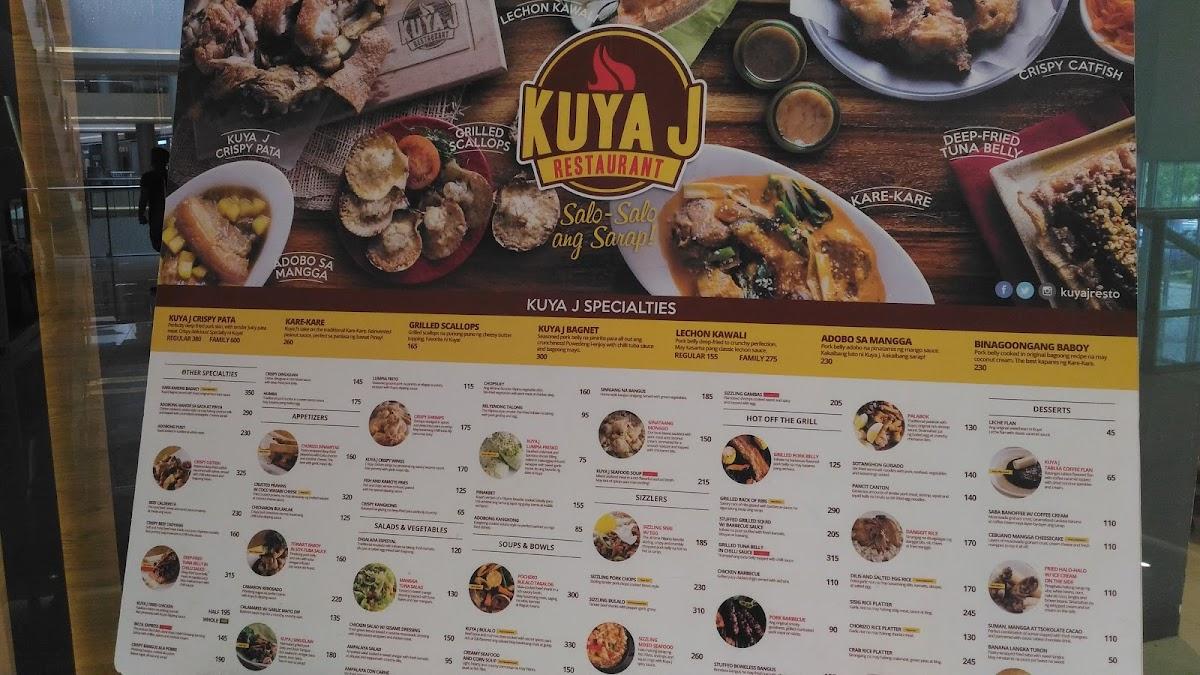 Menu at Kuya J restaurant, Iloilo City, Megaworld Blvd