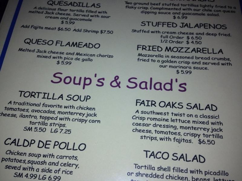 Menu at Las Cruces restaurant, Fair Oaks Ranch