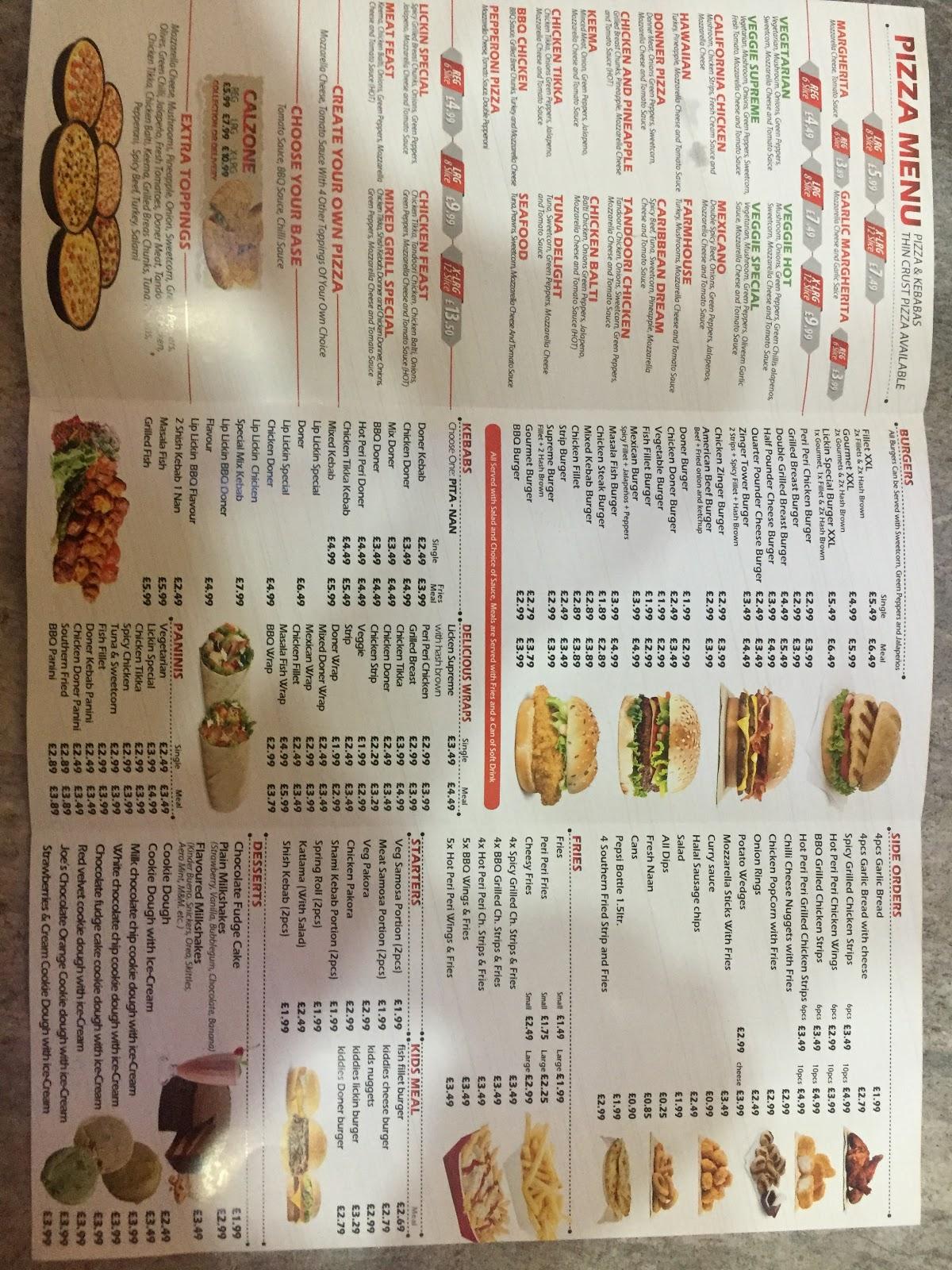 Menu at Lickin Chicken, Birmingham, 204 Wychall Rd